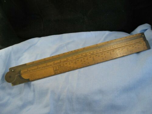 ANTIQUE J BUCK LAMBETH LONDON BOXWOOD WOODEN BRASS GAUGE SLIDE RULE ...