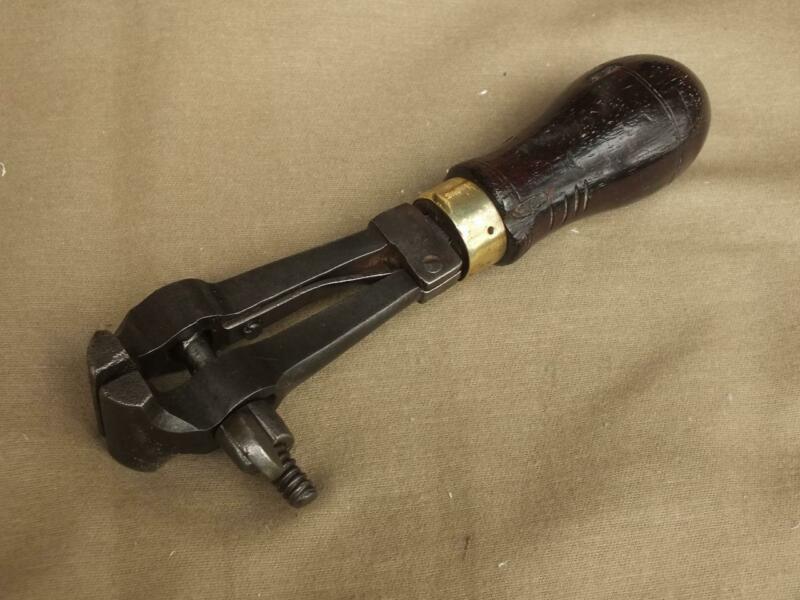 SUPERB ANTIQUE ENGINEERS GUN SMITHS HAND VICE WITH ROSEWOOD HANDLE ...