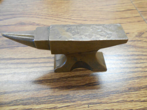 VINTAGE SOLID BRASS MINIATURE BLACKSMITH ANVIL JEWELERS TOOL Heavy ...