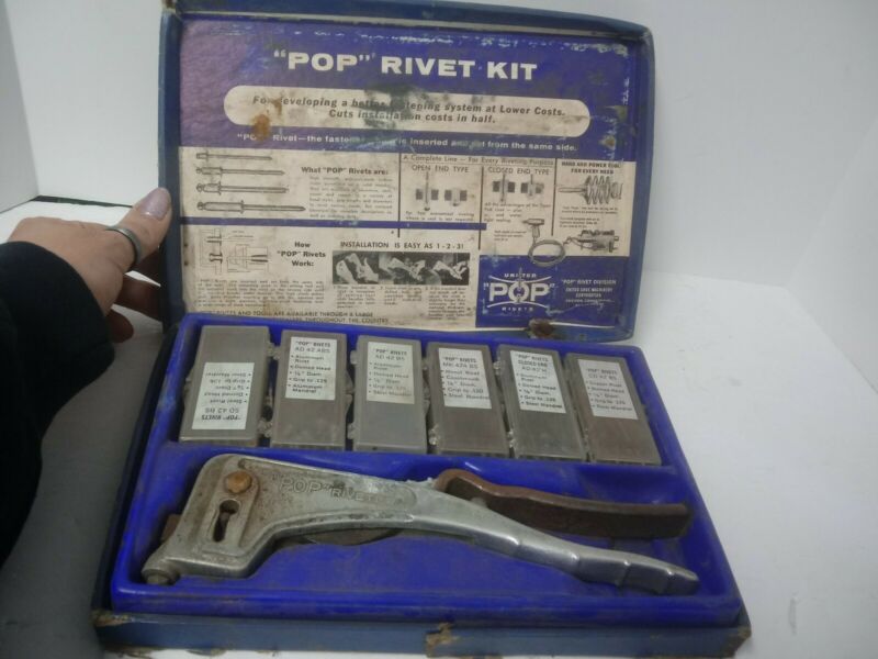 Vintage United Shoe Machinery Company Pop Rivet Gun Set w/Rivets ...