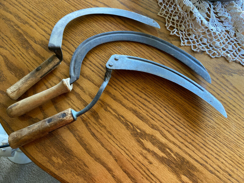 Lot Of 3 Antique Scythe- 3 Different Styles -- Antique Price Guide ...