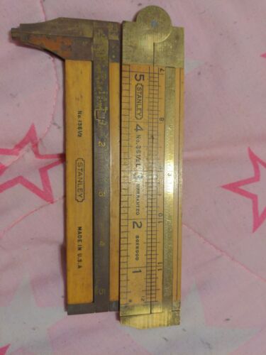 2 Stanley Vintage tools No. 36 1/2L Boxwood No. 136 1/2 Calipers brass ...
