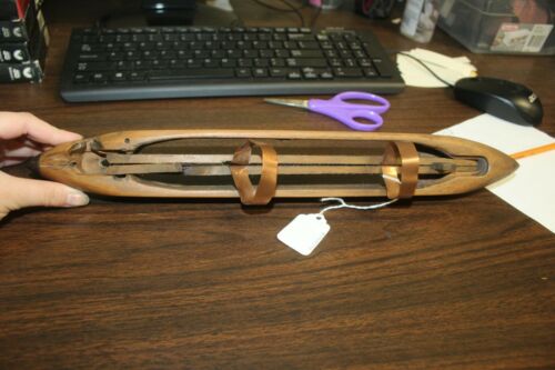 VINTAGE WOODEN TORPEDO LEVEL WITH COOPER RINGS TO HOLD GLASS TUBE NO ...