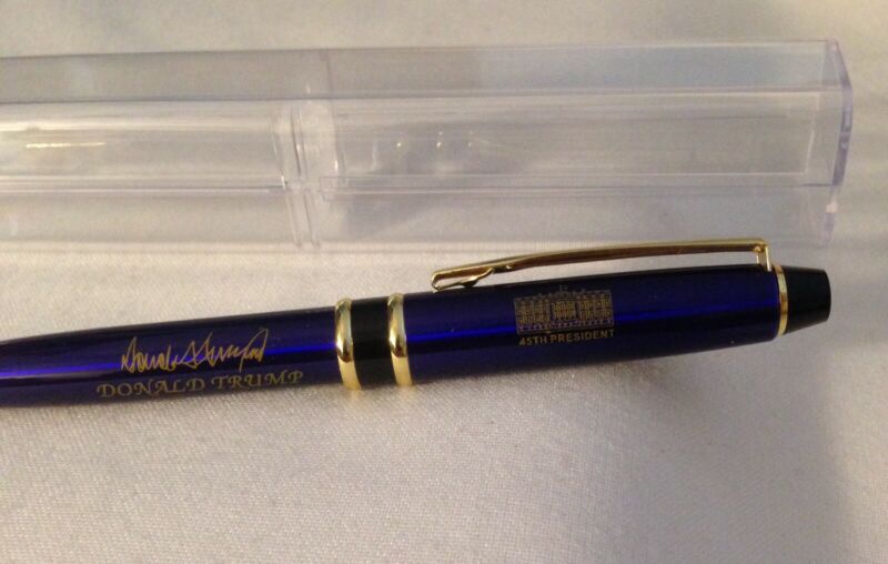 TRUMP WHITE HOUSE PEN MAGA DONALD SIGNATURE COBALT BLUE GOLD BALLPOINT ...
