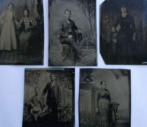LOT Vintage Antique 1800''s Victorian Tin Types Tintype Photos Ladies ...