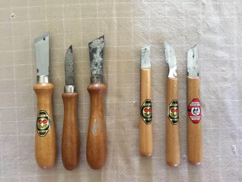 6 Vintage Hirsch Werkzeuge wood working carving tools Germany Modeling ...