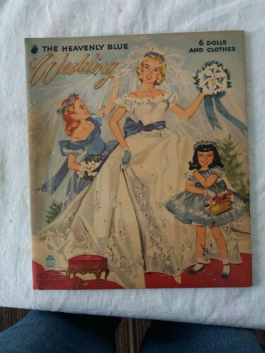 Original Heavenly Blue Wedding Paper Doll Dolls Book 1955 Merrill Co