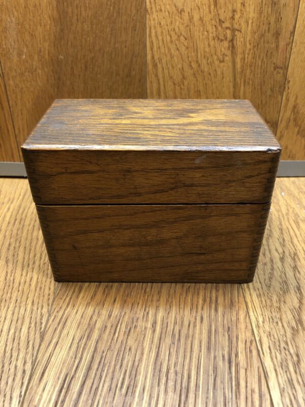 Antique Wood Index Card File Dovetailed Wonderful Oak File Card Box ...