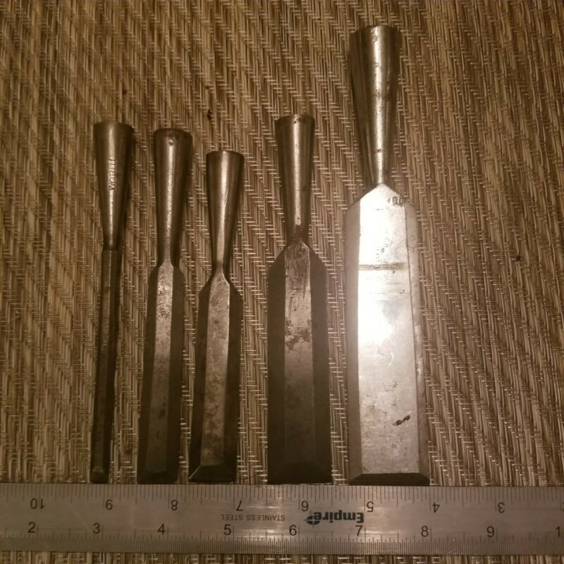 Vintage graduated chisel set of 5: Worth, Craftsman, ... -- Antique ...