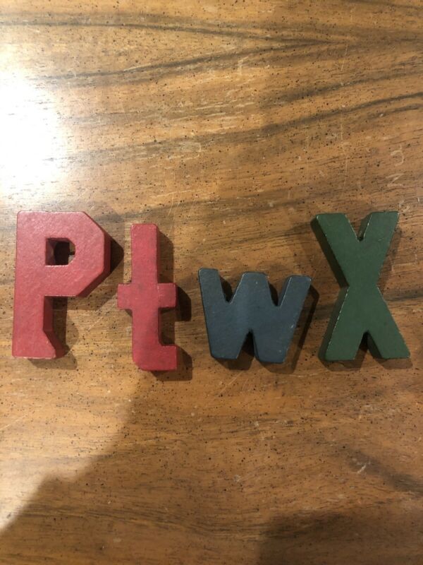 4 ANTIQUE WOODEN LETTERS ALPHABET Primitive Folk ART -- Antique Price ...