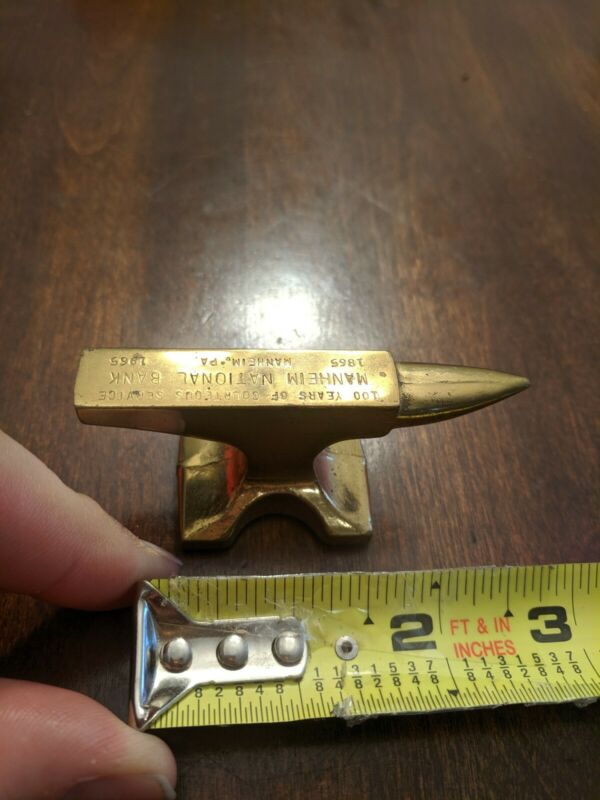 vintage miniature blacksmith anvil advertising Manheim national Bank ...