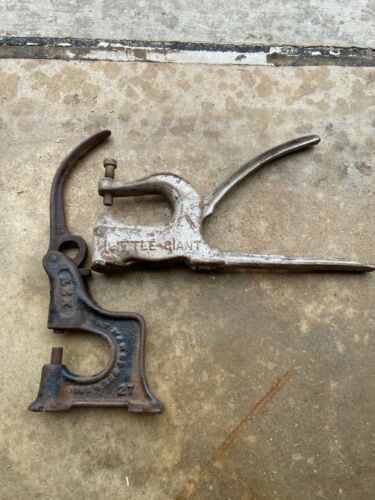 2 Antique Vintage Snap Rivet Hand Press Riveter Leather Hole Punch ...