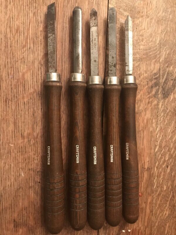 Vintage Craftsman Lathe Wood Turning Chisels Lot of 5, Plus 2 Smaller ...