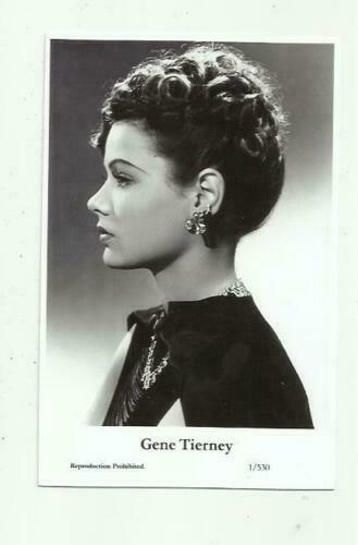 GENE TIERNEY - Film star Pin Up PHOTO POSTCARD - 1/530 Swiftsure Postcard -- Antique Price Guide ...