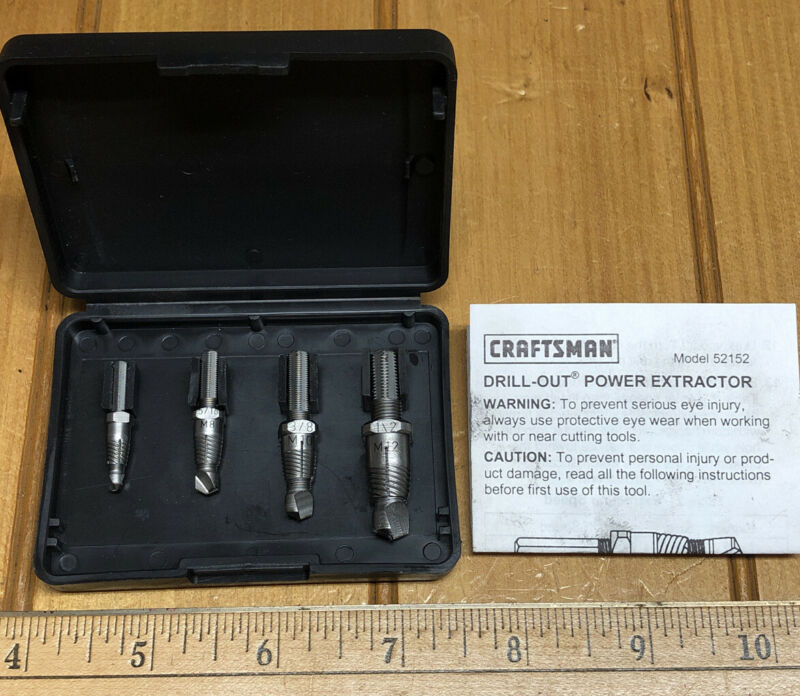 Vintage Craftsman Model 52152 Drill-Out Power Extractor 4 Pc. Set Case ...