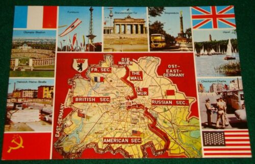 Germany 1980 Berlin Wall Map 4 Sections unused postcard -- Antique ...