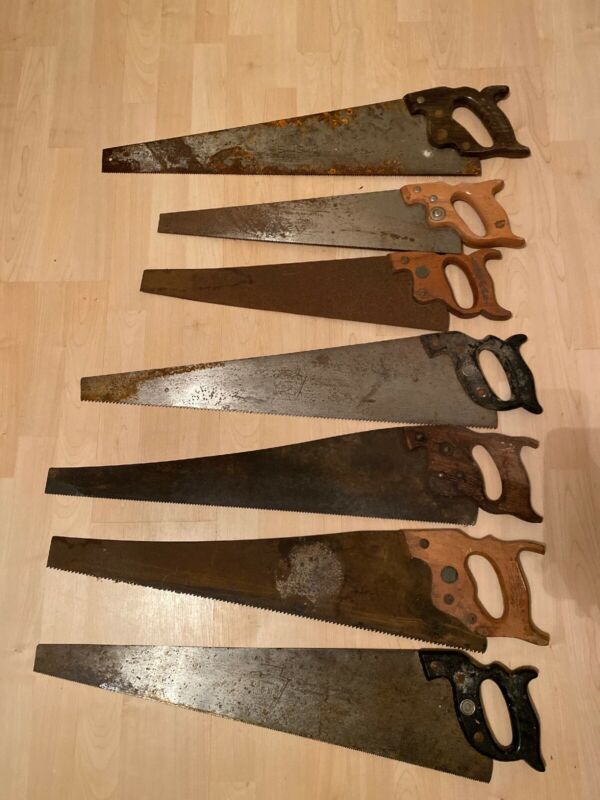 Vtg Antique Lot Of (7) Wooden Saw Disston Hand WoodWorking -- Antique ... Vtg Antique Lot Of (7) Wooden Saw Disston Hand WoodWorking -- Antique ...