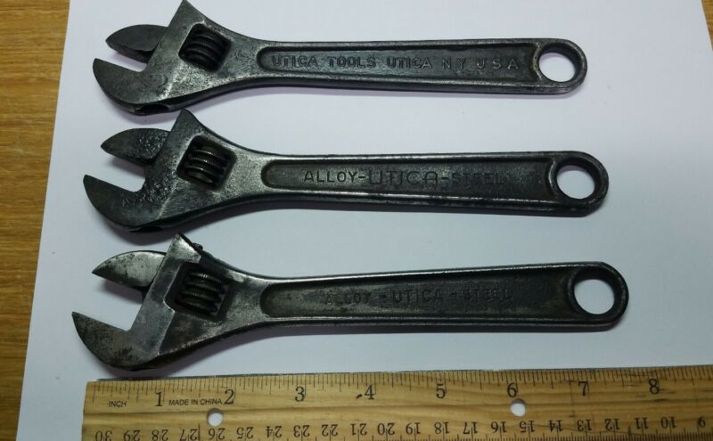 Three Vintage 8" Adjustable Crescent Wrenches Utica Tools -- Antique ...