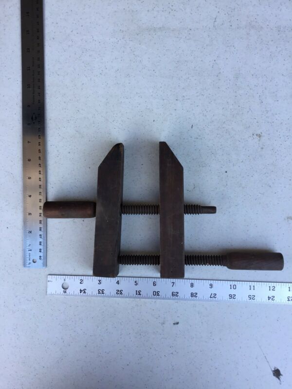Vtg Old Antique Carpenter''s Woodworking Clamp Wood Hand Screw Vice ...
