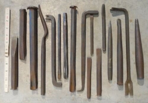 lot of 15+ vtg TOOLS chisels STONE/ STAR DRILLS pry bars -- Antique ...