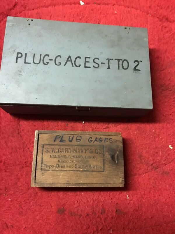 VINTAGE MACHINIST TOOLS MILL Pin Plug Gages Gauges in WOODEN DOVETAIL ...