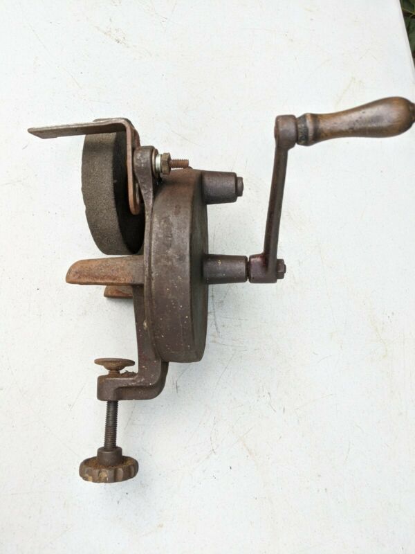 VINTAGE HAND CRANK BENCH GRINDER -- Antique Price Guide Details Page