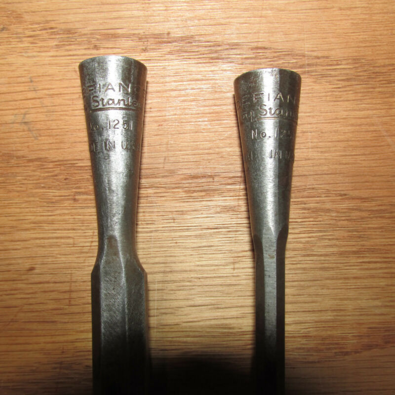 2 Vtg DEFIANCE Bevel Edge Socket Chisels by Stanley - 1/4" & 1/2" No ...