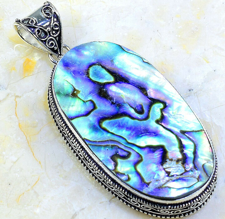 ABALONE SHELL ANTIQUE DESIGN PENDANT 3"; 28 GRAMS; X31870 -- Antique ...