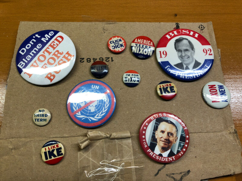 Lot Of 12 Vintage Political Campaign Pinback Buttons Bush Perot Nixon