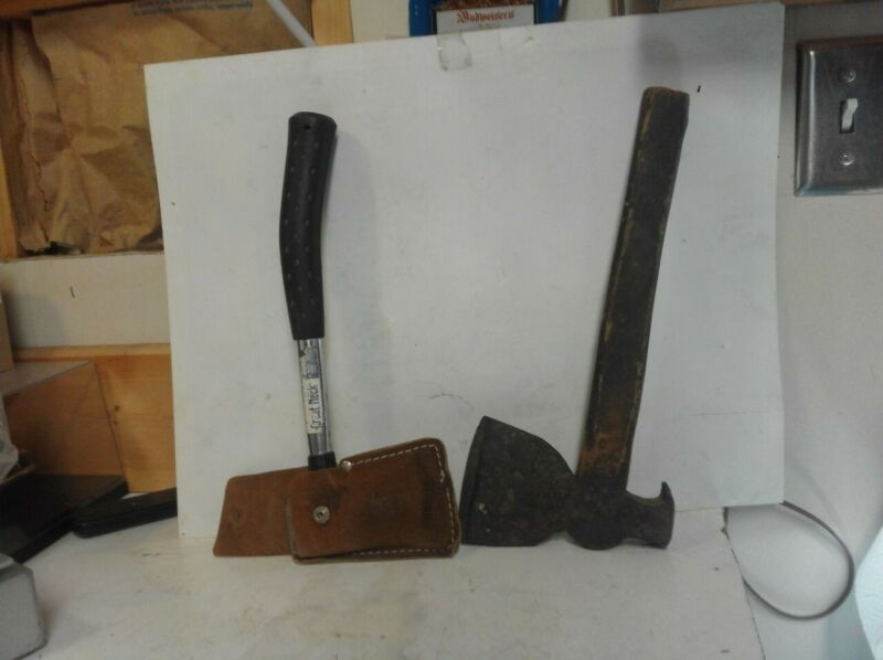 VINTAGE RUSTIC CRATE HAMMER PULLER HATCHET SHINGLING LATHING -- Antique ...