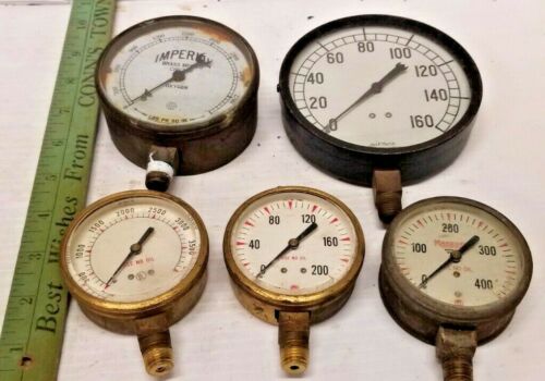 5 Vintage Pressure Gauges STEAMPUNK -- Antique Price Guide Details Page