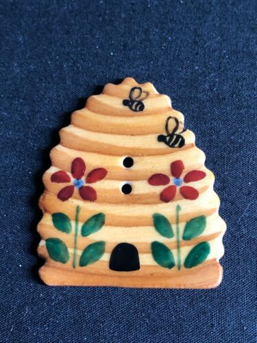 Large Idabelle Handpainted Ceramic REALISTIC BEEHIVE Button -- Antique ...