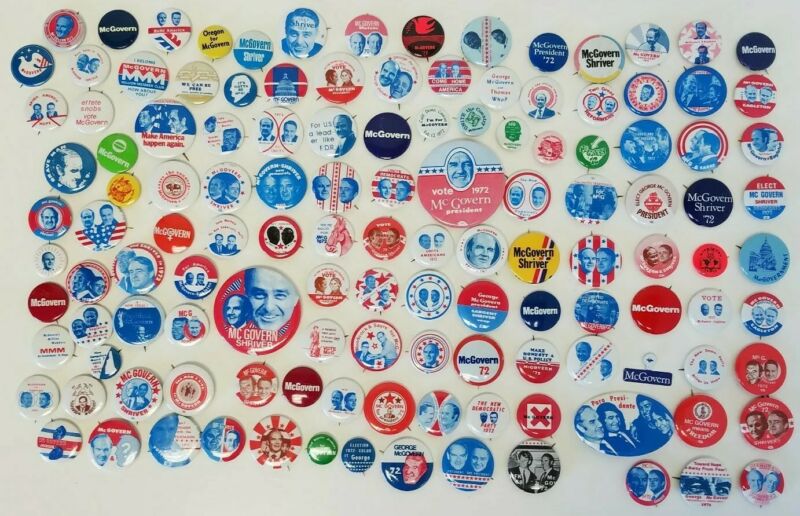 Huge Lot Of 128 George Mcgovern 1972 Presidential Campaign Pinback