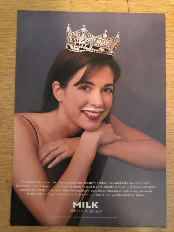 Miss America-Heather Whitestone Got Milk? Milk Mustache Ad -- Antique ...
