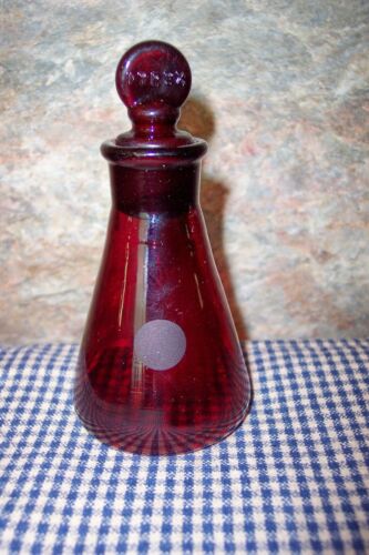 vintagesmall pyrex ruby red glass apothecary flask beaker bottle 50ML ...