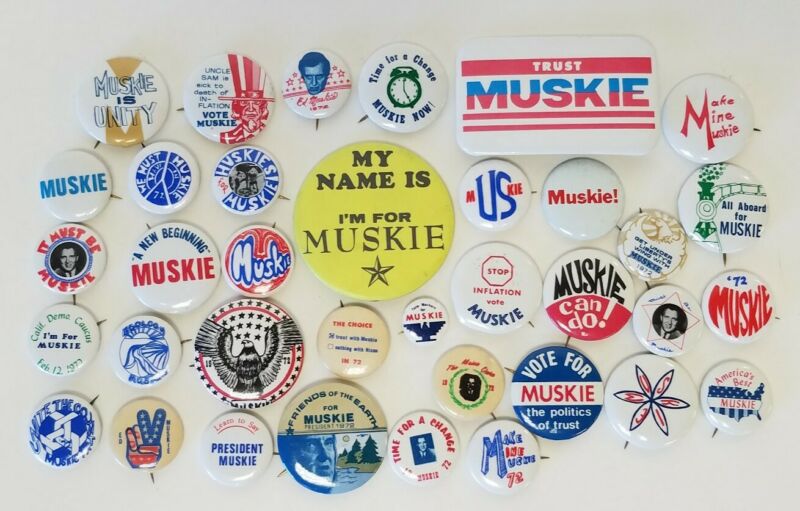 33 Vintage Edmund Muskie 1972 Presidential Campaign Pinback Buttons ...