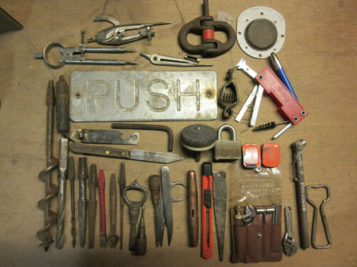 lot of shop tool draw junk vintage antique tool lot odd items ...