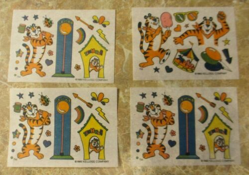 1982 Kelloggs Frosted Flakes Tony The Tiger Temporary Tattoo Cards Lot Of 4 Ex Antique