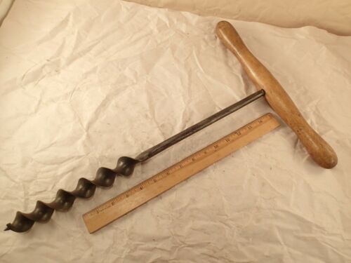 Antique NEiDIG No. 5 Barn Beam, Timber Framing T- Handle Hand Auger, 1. ...
