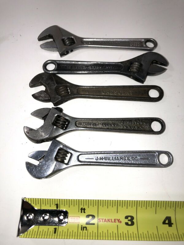 Five 4 Inch Adjustable Vintage Wrenches JH Williams Proto Two Crescent ...
