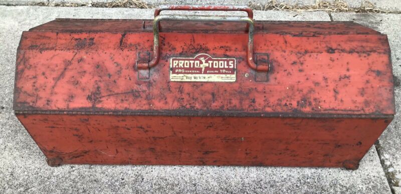Vintage Red PROTO Tools 100HR Portable Tool Box W/Tray -- Antique Price ...