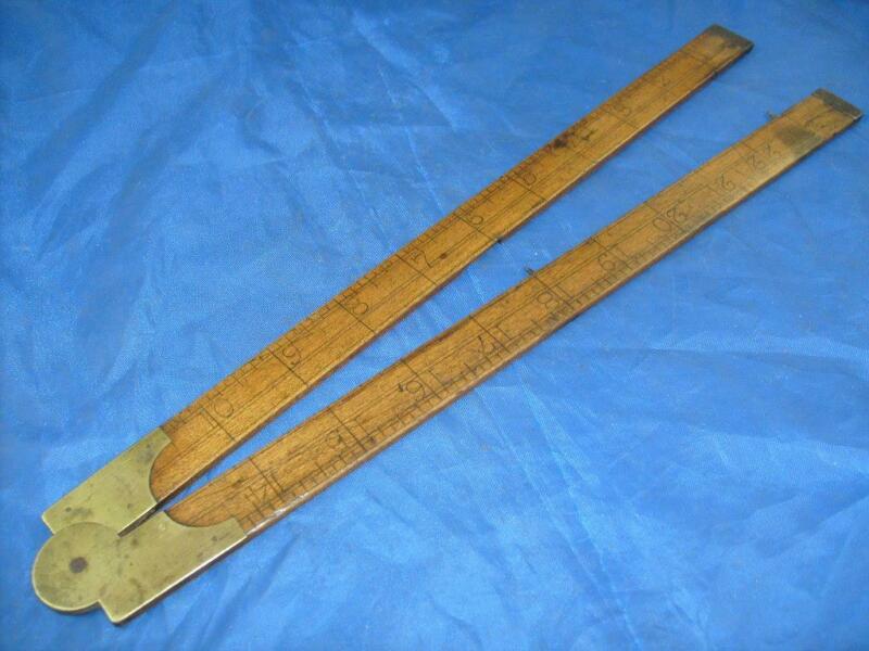 Early 19th Century 24 " carpenter''s 2 fold boxwood and brass rule ...