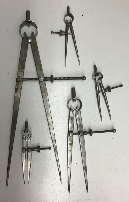 Vintage L.S.Starrett Compass Divider Machinist Tools Lot of 5 ...