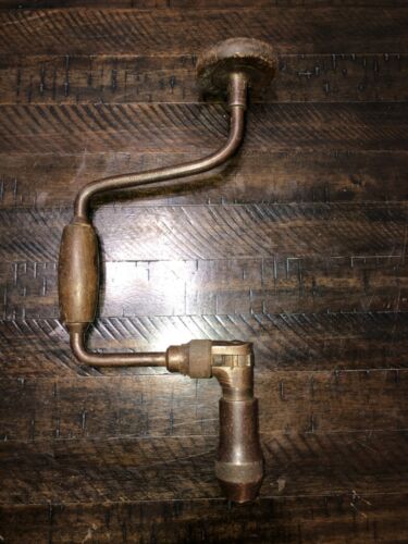 Antique Wood and Metal Hand Drill Auger Bit Brace Vintage Tool #99-101N ...