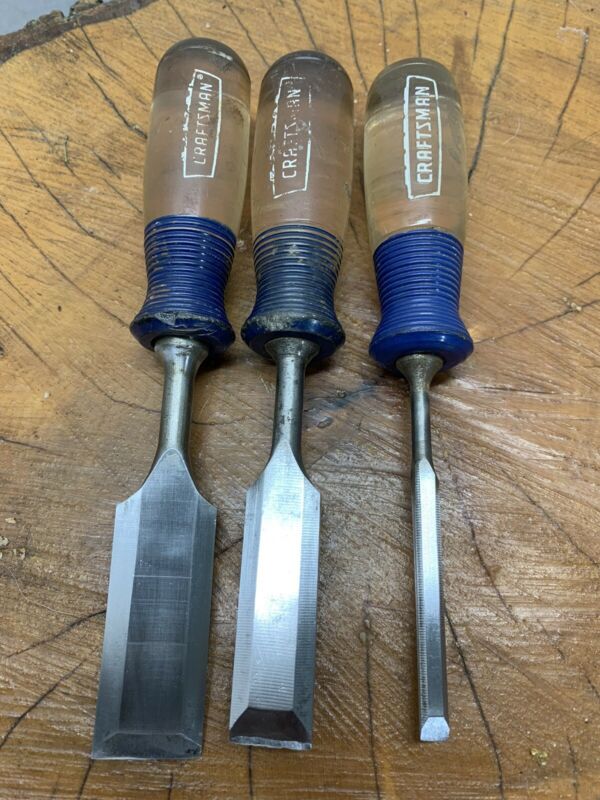 VINTAGE CRAFTSMAN Crown Logo WOOD CHISEL 1/4" 3/4" 1" USA TOOLS ...