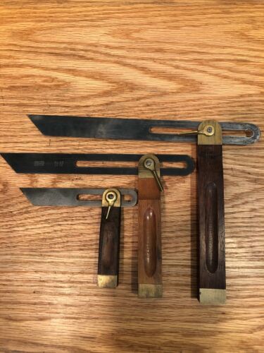 Vintage Stanley Adjustable Sliding T Bevel Squares, lot of 3, 6", 10 ...