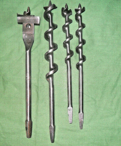 Vintage 4-Lot Brace Auger Bits HUDSON FORGE CO. Expansive #12 #16 ...