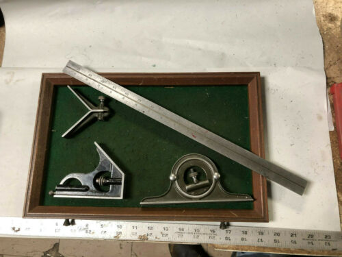 MACHINIST TOOLS LATHE MILL 18" Combination Ruler Protractor Square ...