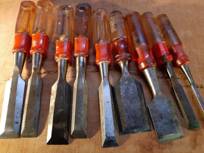 Lot of 9 Vintage Stanley Chisels, Various Sizes Beveled. Awesome ...