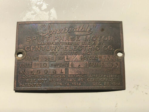 Vintage Invincible Split Phase Motor Century Electric Co. St. Louis ...